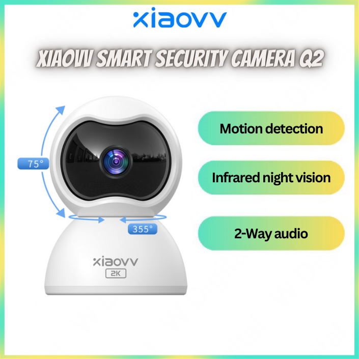 New Xiaovv Q2 Smart PTZ IP Camera CCTV Wireless 1296P Clear Image Night ...