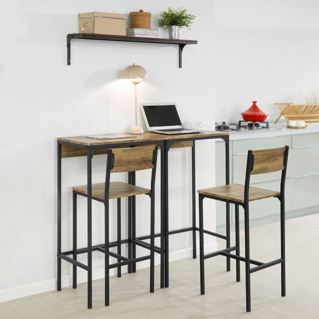(SG STOCK) SoBuy OGT42-F, Bar Set – 2 Bar Tables and 2 Stools, 4 Pieces ...