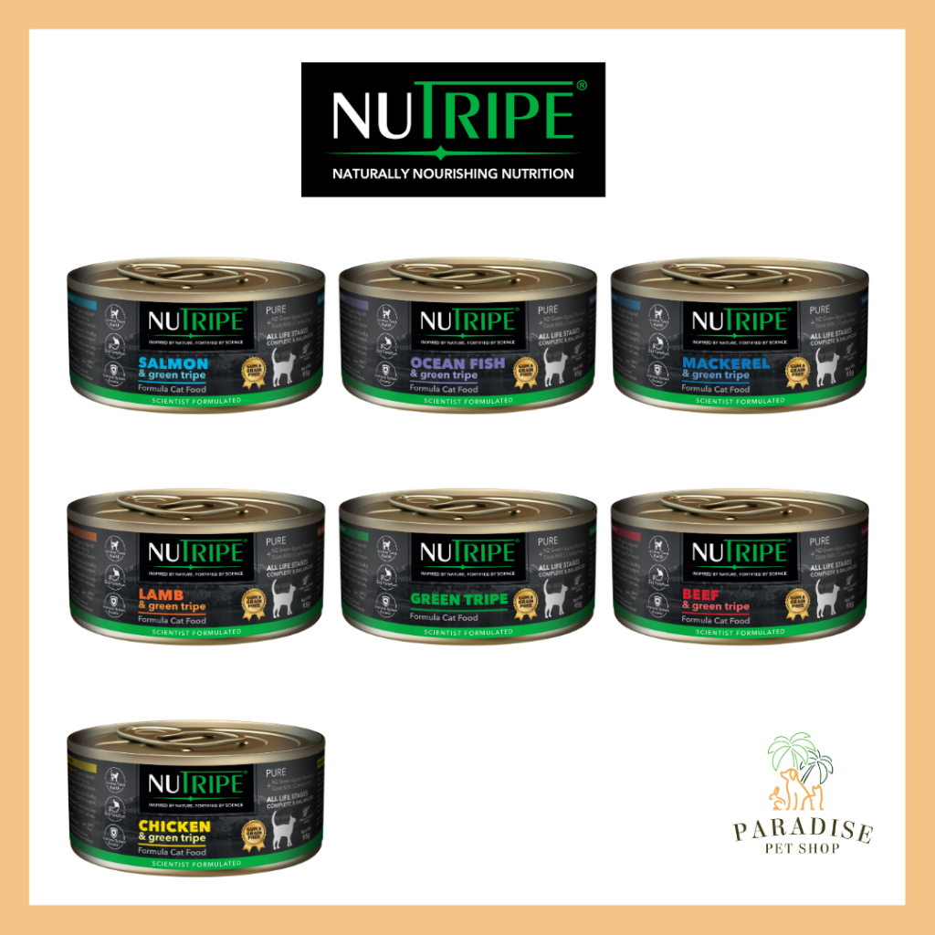 Nutripe Pure with Green Tripe Cat Gum Free Can Food 95g (7 Flavours ...