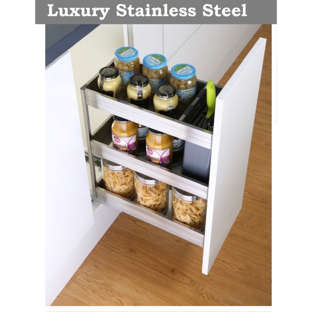 Stainless Steel 3 Tier Pull Out Basket/ Shelf/ Rack With Soft Closing ...