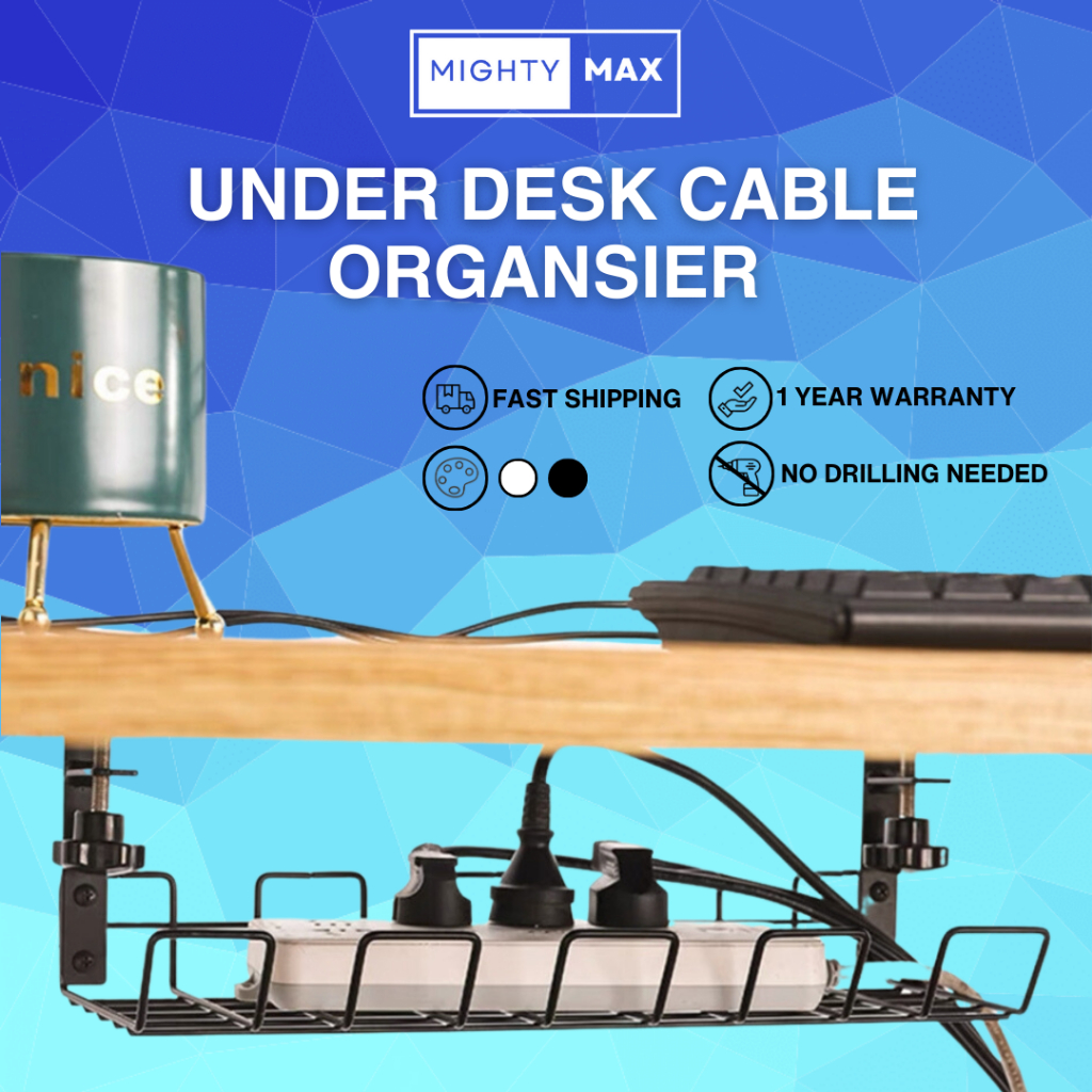 Under Desk Cable Organizer Home Office Table Organiser Wire Plug Cord ...
