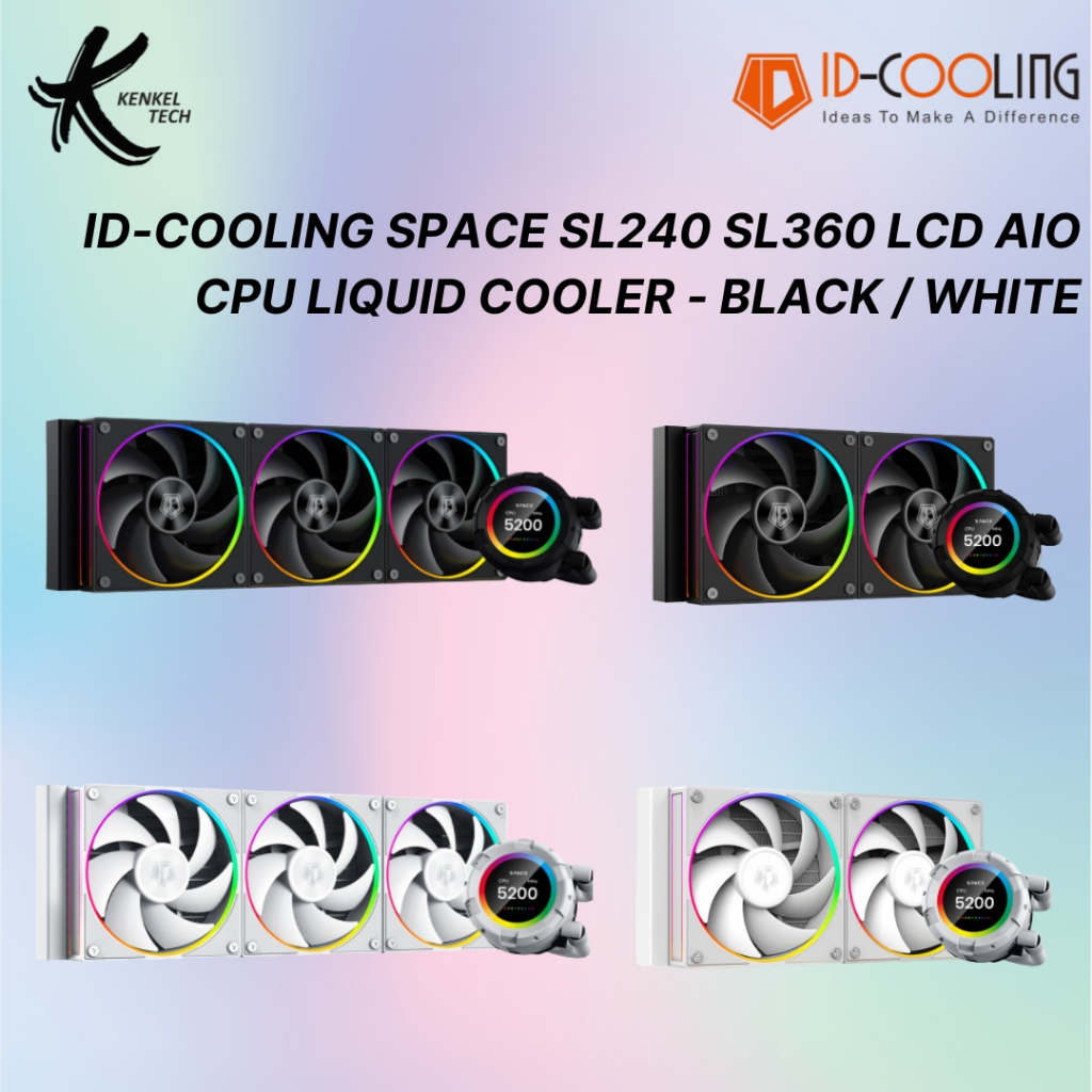 ID-COOLING SPACE SL240 SL360 LCD AIO CPU Liquid Cooler - Black / White ...