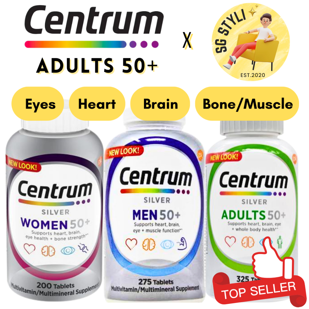 💯Centrum Silver 50+ Women/Men/Adults 100/200/275/325 Tabs Multivitamins ...