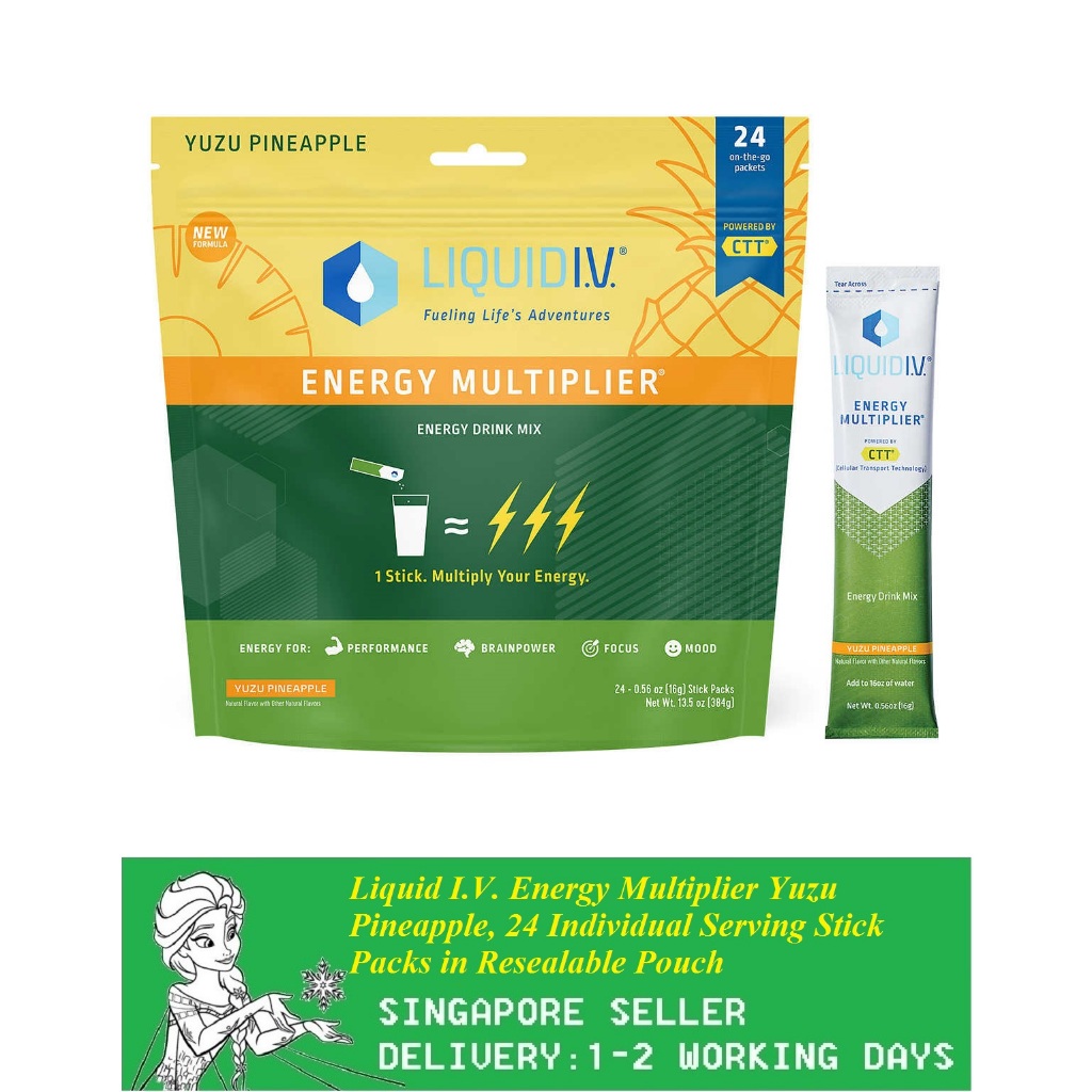 Liquid IV I.V. Energy Multiplier Yuzu Pineapple, 24 Individual Serving ...