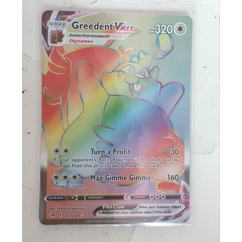 Pokemon greedent vmax hyper rare rainbow fusion strike card | Shopee ...