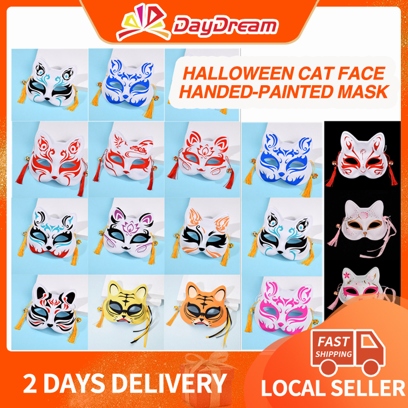 [SG] 👻🎃Halloween Cat Face Fox Face Handed-painted Mask Explosive Anime ...