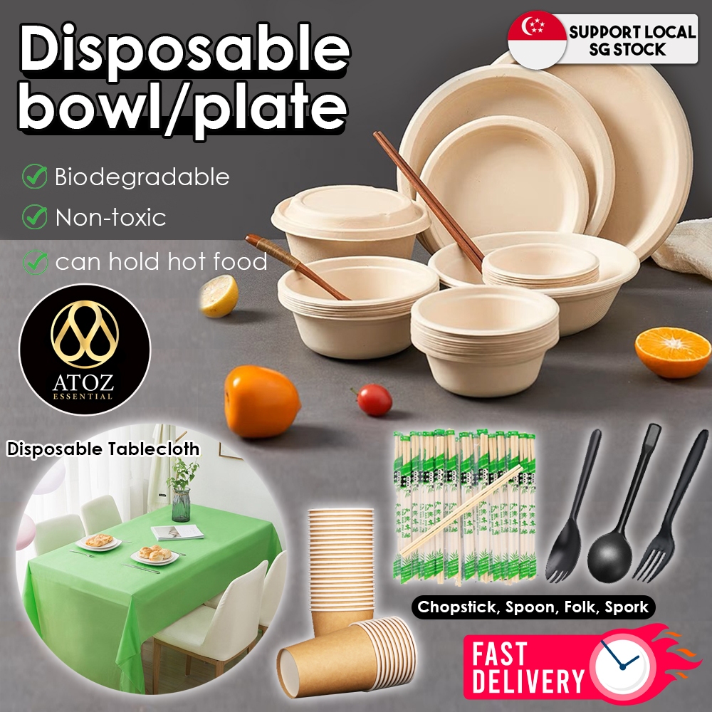 🔥SG READY STOCK🔥 Disposable Partyware Party Supplies Kraft Paper Bowl ...