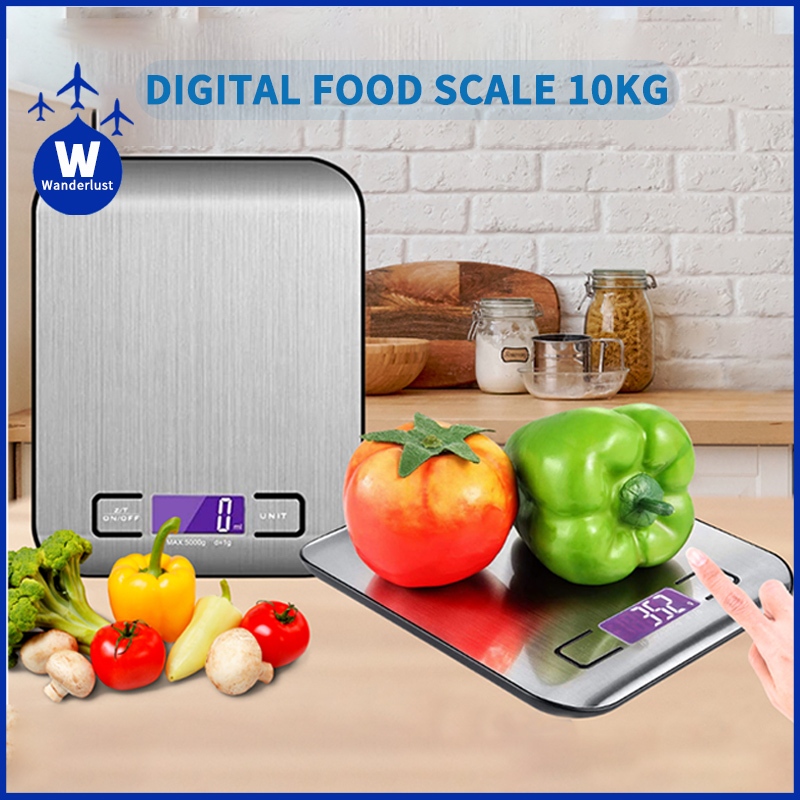 Kitchen Scale 10Kg / 1g Stainless Steel Weighing Scale Food Diet Postal ...