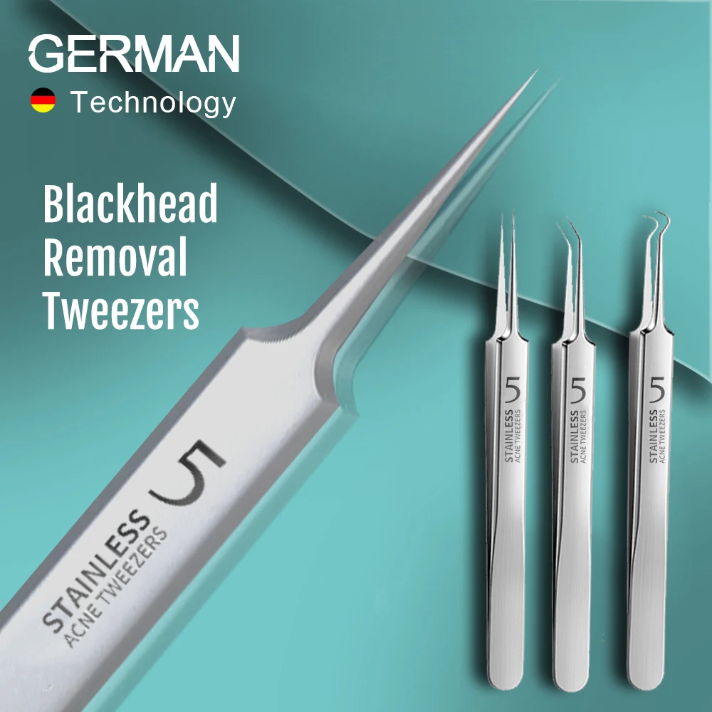 German Tech Ultra-fine No.5 Pimples Blackhead Clip Tweezers Beauty Face ...
