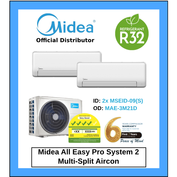 [SUPPLY ONLY] Midea AE Pro System 2 Aircon, 2x MSEID-09(S) & 1x MAE ...