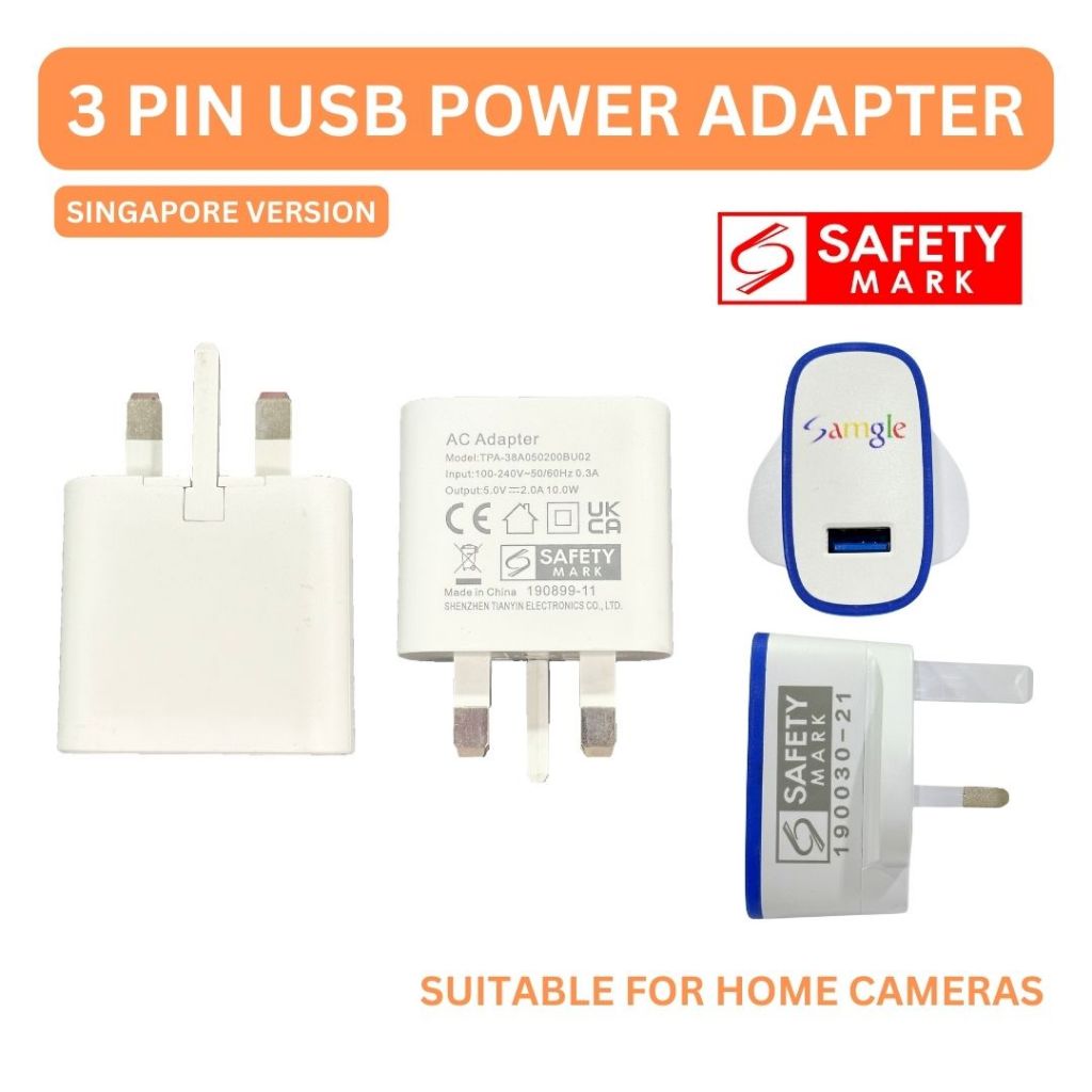 [Safety Mark] 3 Pin Plug USB 1 USB Port for Home Cameras Electronic ...