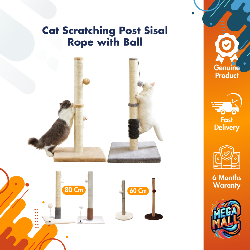 Cat Scratching Post Sisal Rope with Ball 60cm 80cm Perfect for Feline ...