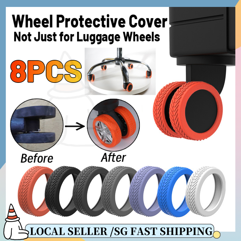 SG HOT 8Pcs Luggage Wheel Rubber Ring Flexible Luggage Wheel Cover Ring ...