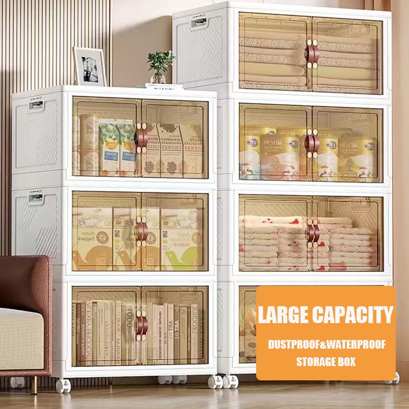 FODI Folding Storage Box Cabinet Wardrobe Transparent Double Door ...