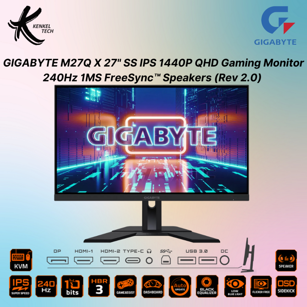 GIGABYTE M27Q X 27” Inch IPS QHD 2K 1440P 240Hz KVM Gaming Monitor ...