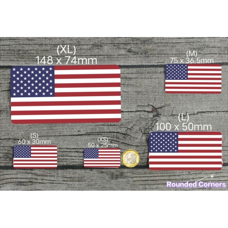 Waterproof Vinyl Glossy 🇺🇲 United States of America USA 🇺🇲 Flag Sticker ...