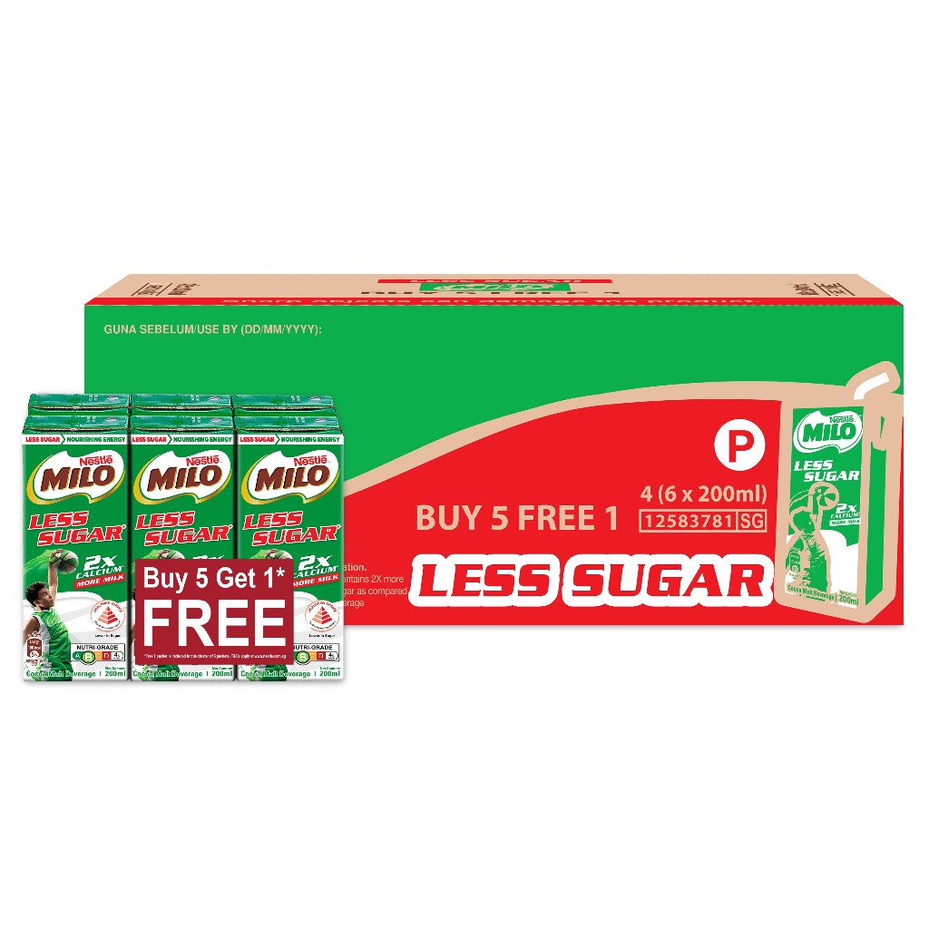 [VALUE PACK] MILO Less Sugar 24x200ml 5+1 | Shopee Singapore