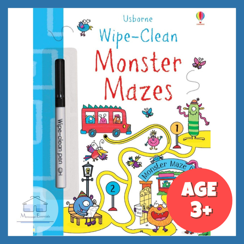(Monster Mazes) Usborne Wipe Clean Book Children Early Educational Fun ...