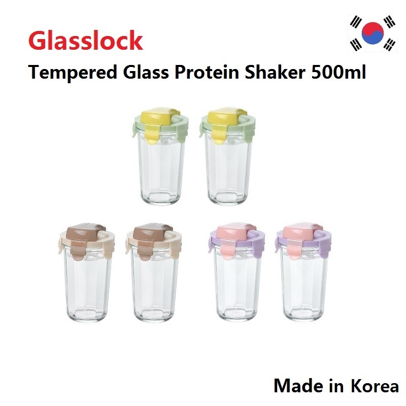 Glasslock Tempered Glass Protein Shaker - 500ml (2 pcs), Blender Bottle ...