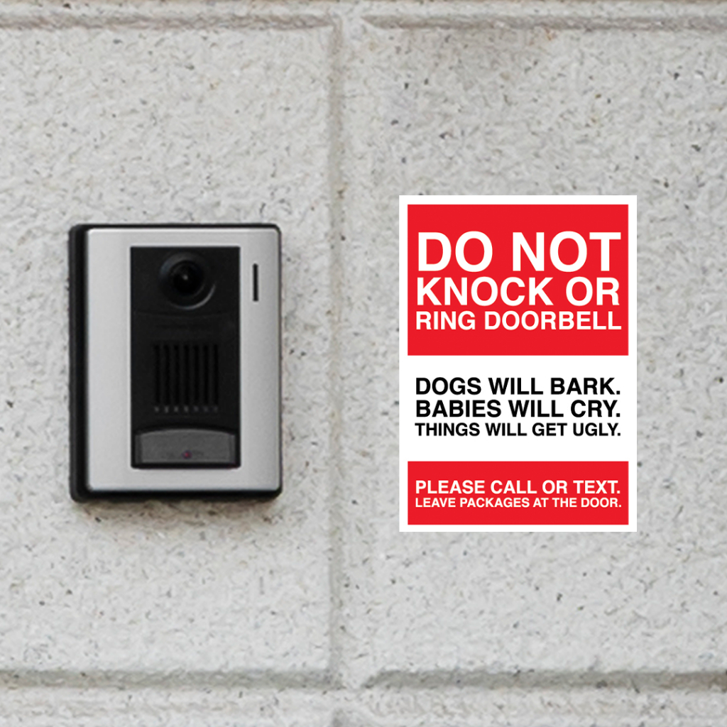 DO NOT KNOCK OR RING DOORBELL SIGN/SIGNAGE | WARNING SIGN, BEWARE SIGN ...
