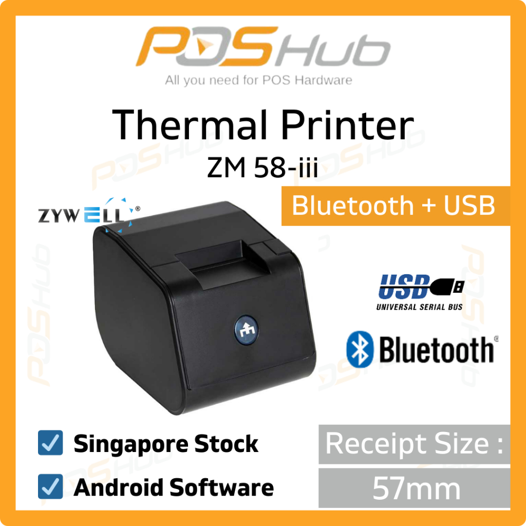 Zywell 58mm Receipt POS Mini Printer USB/USB+Bluetooth ZY58-III ...