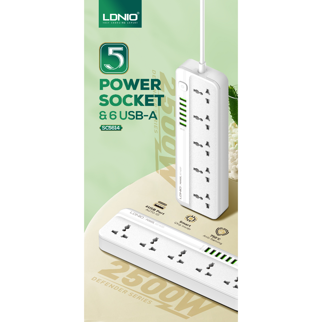 [SG READY STOCK] 5 Gang + 6 USB-A 2m Multi Power Strip with Universal ...