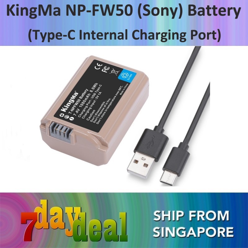 KingMa NP-FW50 Battery with Type-C Internal Charging Port (For Sony ...