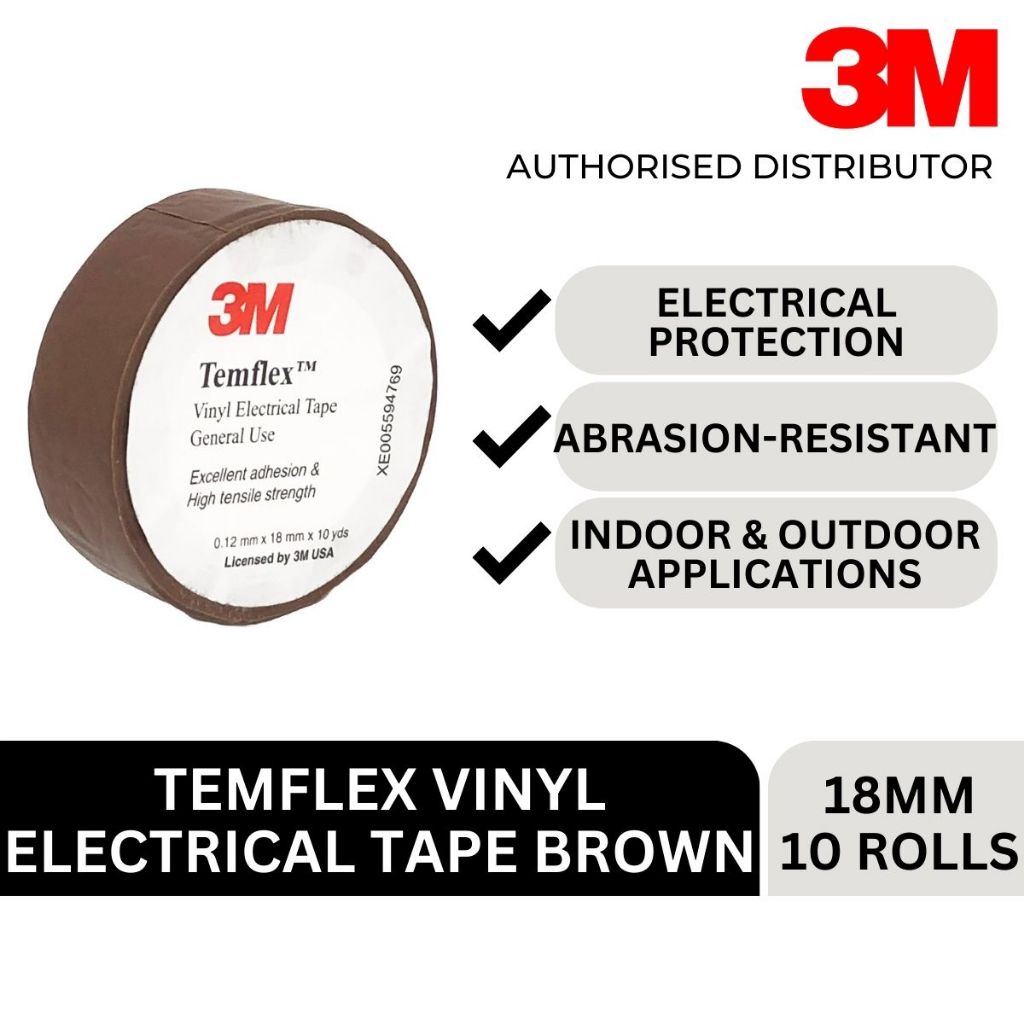 3M Temflex Vinyl Electrical Tape 18 mm X 10 Yd (10 Rolls) | Shopee ...