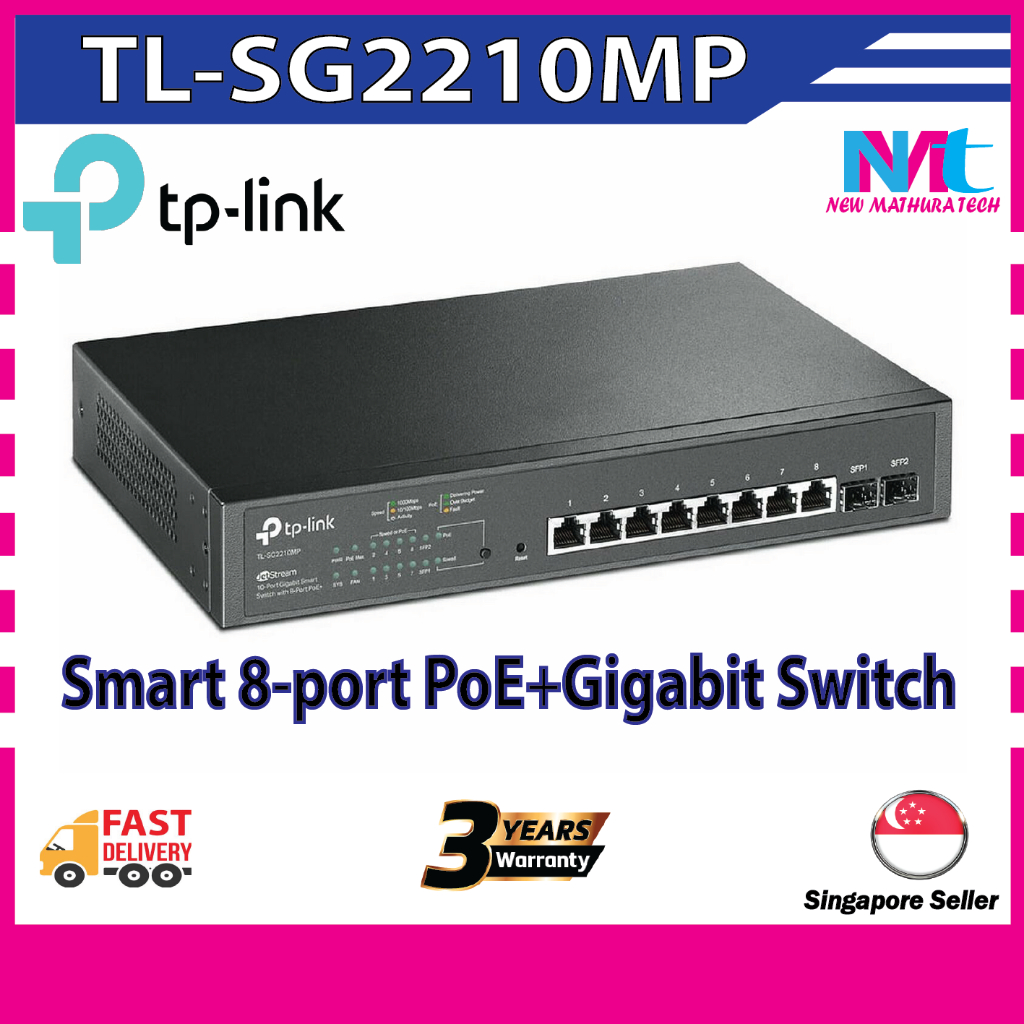 TP-LINK TL-SG2210MP Omada Smart 8-port PoE+ 150W Gigabit Switch with 2 SFP ( SG2210MP ) - Local ...