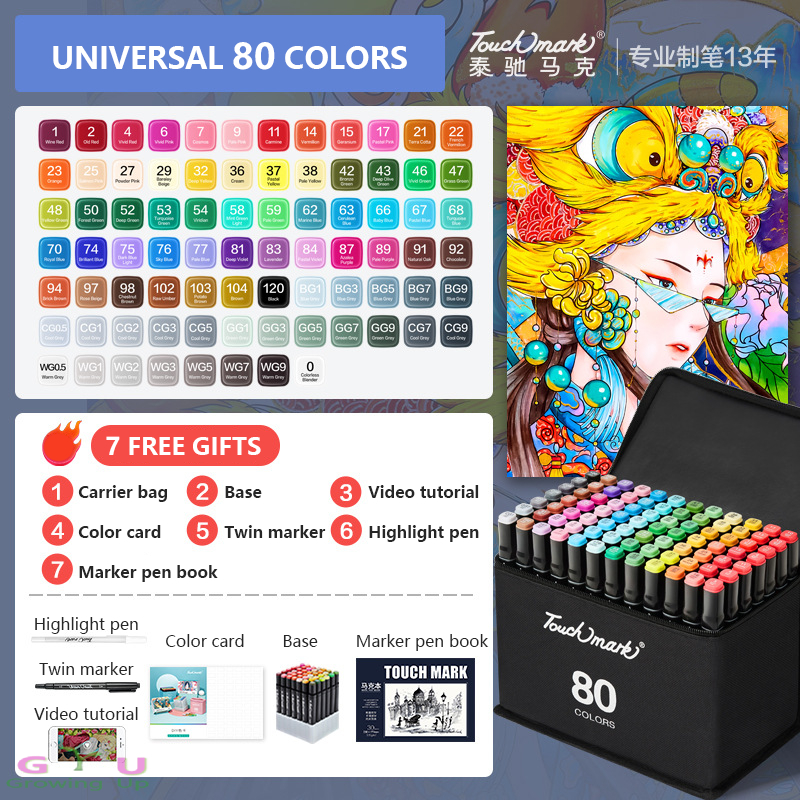 GU [BUY 8 FREE 1] Latest Touch Mark Oil Marker Pen Set Art Drawing ...