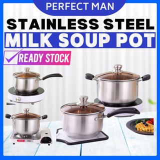 PM - SUS304 Stainless Steel Soup Pot + Glass Lid/ Periuk + Penutup Kaca ...