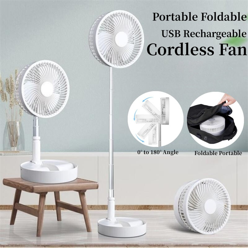 【SG Stock】7200mAH Portable Folding Fan Rechargeable USB Fan Stand Fan ...