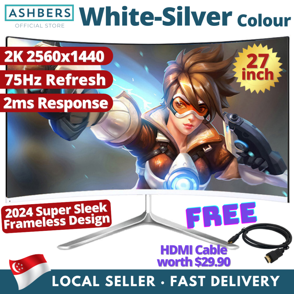 PROMO 27 inch Ultra-Thin Curved Gaming Display, LED Computer Monitor ...