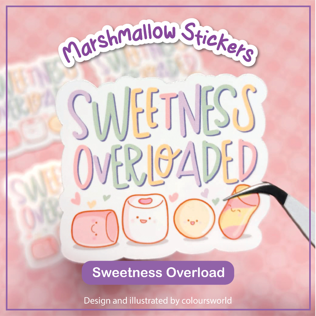 Cute Die-cut Stickers • Marshmallow and Friends • Glossy • Water ...