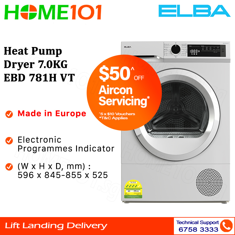 Elba Heat Pump Dryer 7.0KG EBD 781H VT | Shopee Singapore