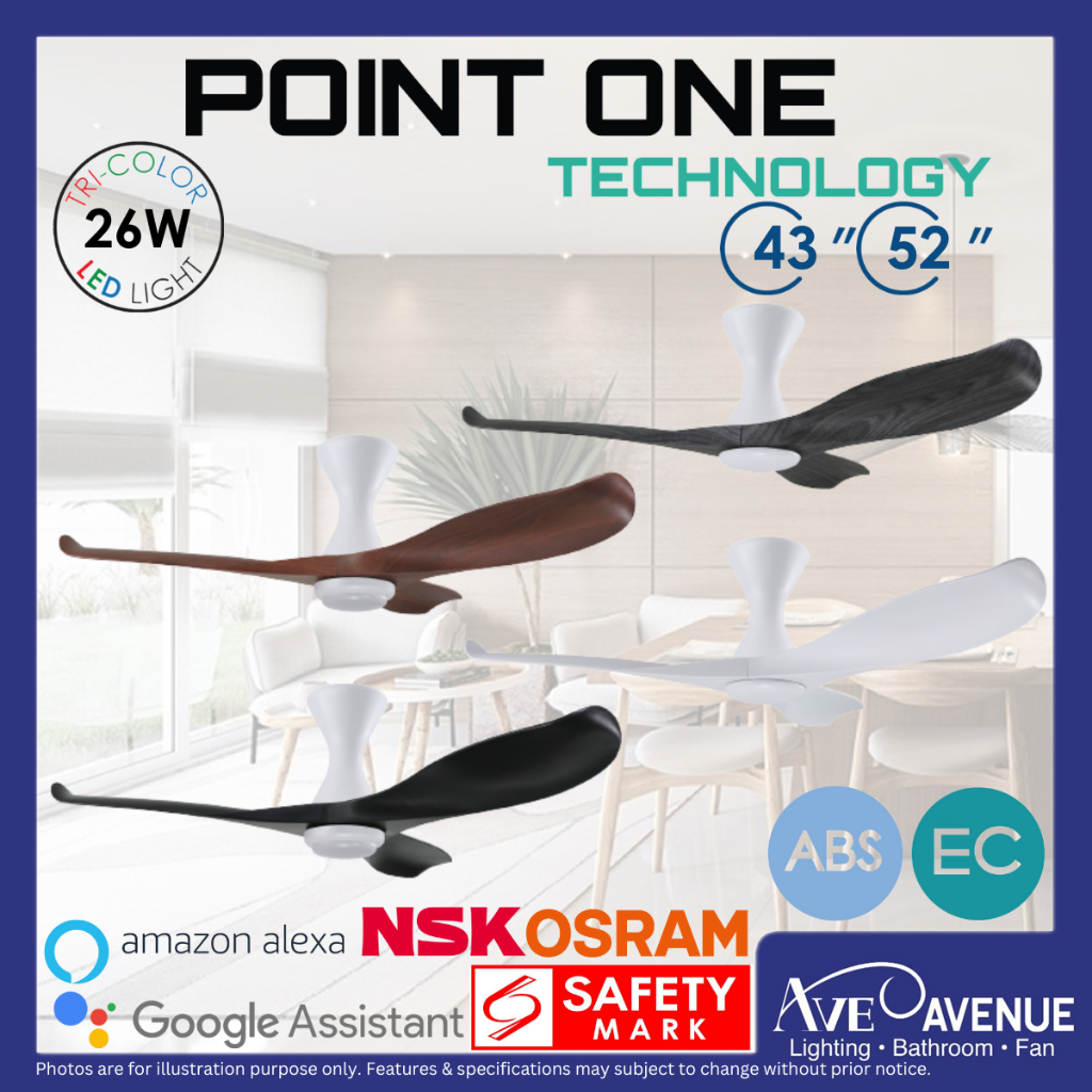 POINT ONE TECHNOLOGY ALBA VSPEC-II DC Motor Ceiling Fan (No Light Kit ...