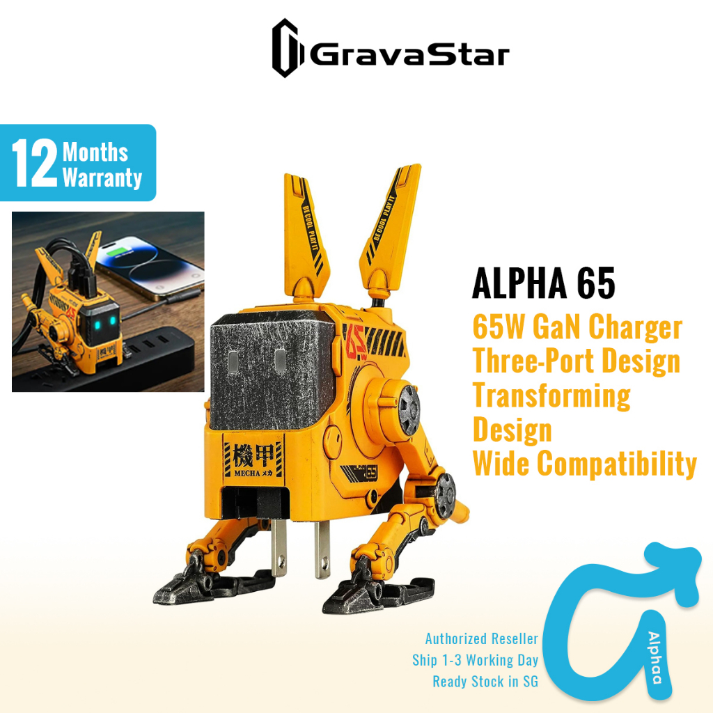 Gravastar Alpha65 65W GaN Charger 3-Ports Fast Charging Travel Wall ...
