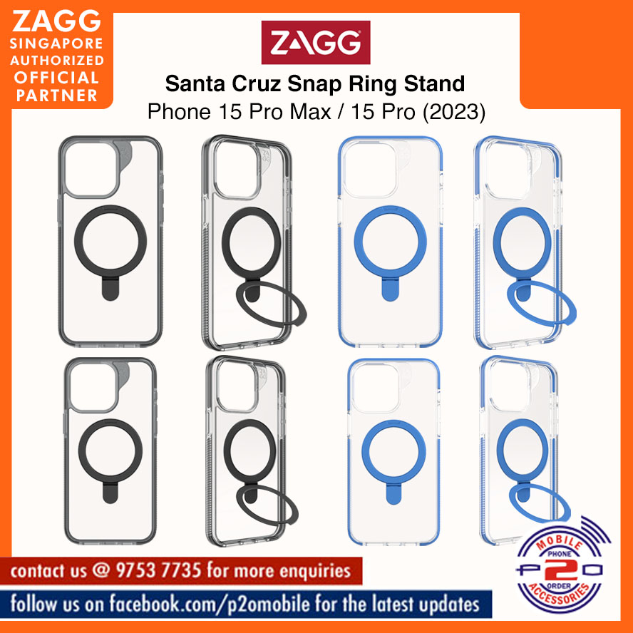 ZAGG Santa Cruz Snap Ring Stand (MagSnap) Case for Phone 15 Pro Max (6. ...