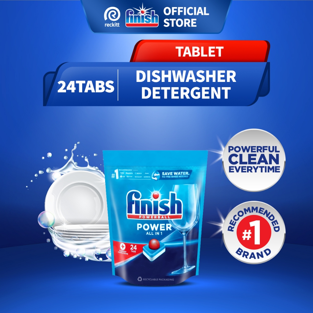 Finish Dishwasher Detergent Tablet All In One Max 24 Tabs | Shopee ...
