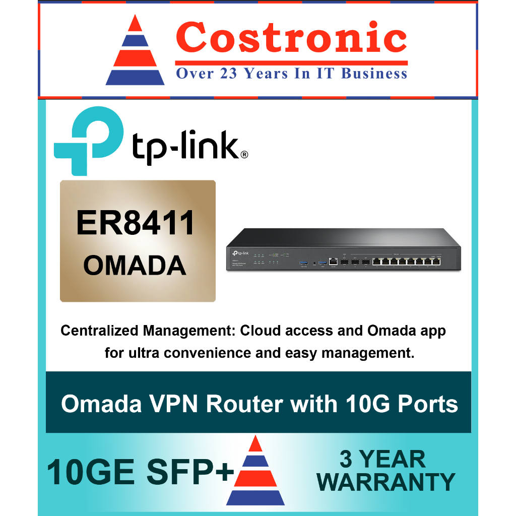 TP-LINK ER8411 Omada VPN Router with 10G Ports 10GE SFP+ (3-years Local ...