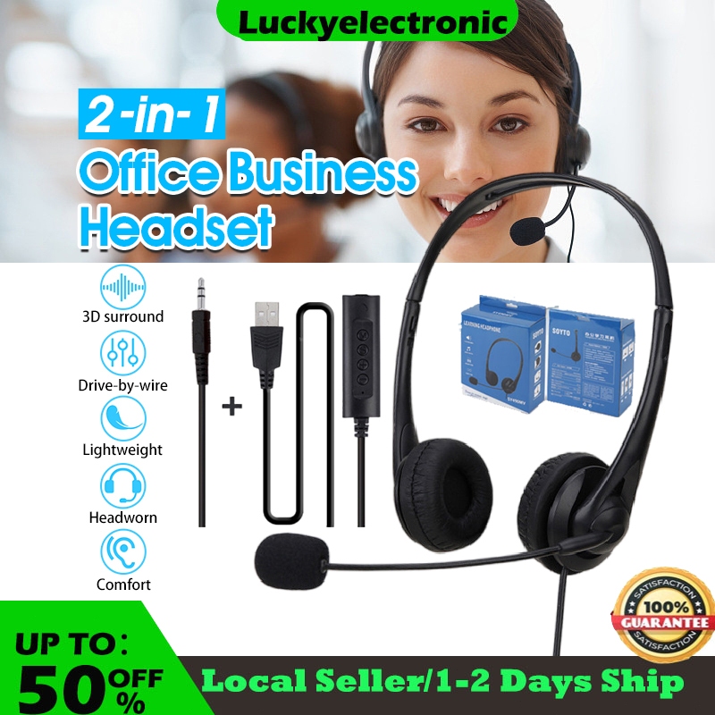 【SG】3.5mm Usb Headset with Mic Wired Universal Headphones PC Headset ...
