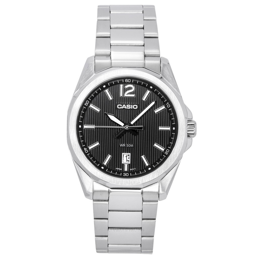 [Creationwatches]Casio Standard Analog Stainless Steel Black Dial Quartz MTP-E725D-1A Men's ...
