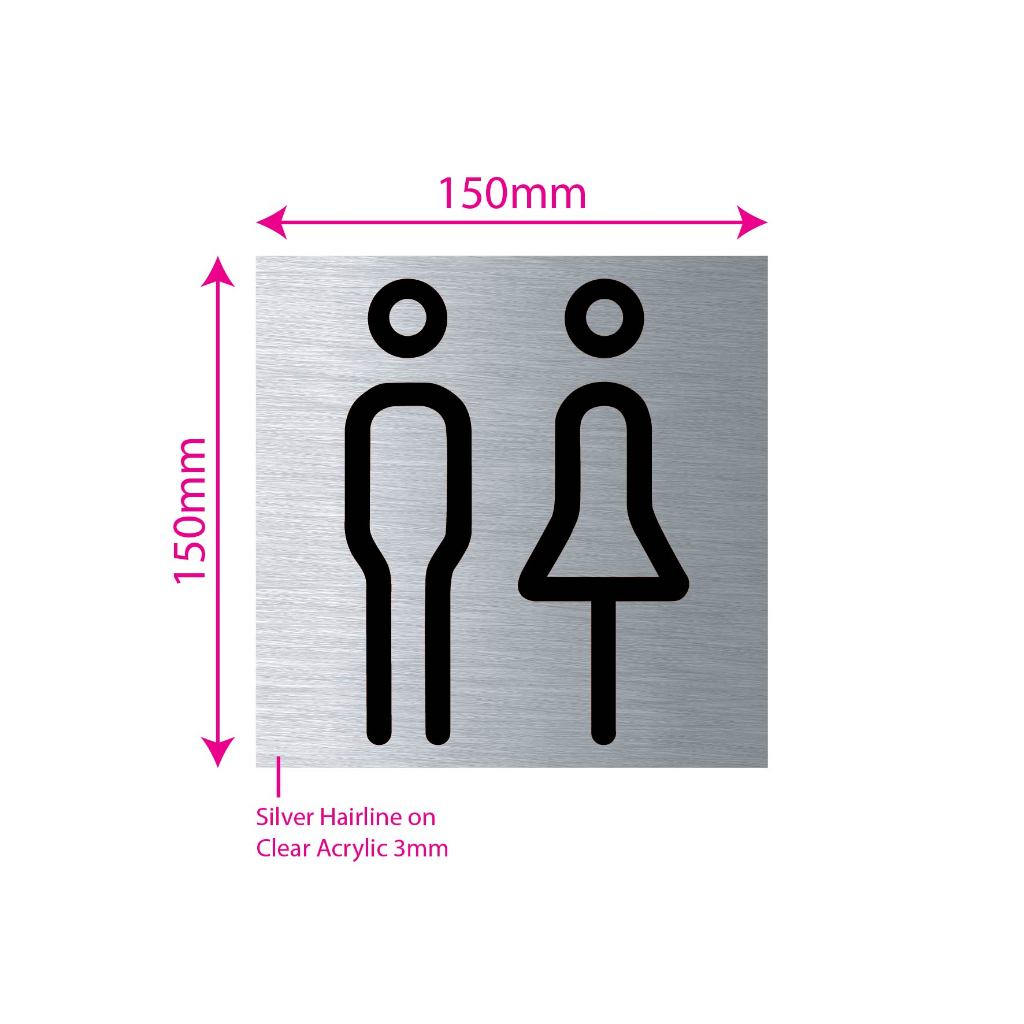 UNISEX TOILET SIGNAGE | 150mm x 150mm | WASHROOM SIGN, RESTROOM SIGN ...