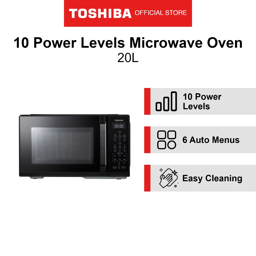 Toshiba MW3-EM20PE(BK) 10 Power Levels Microwave Oven, 20L | Shopee ...