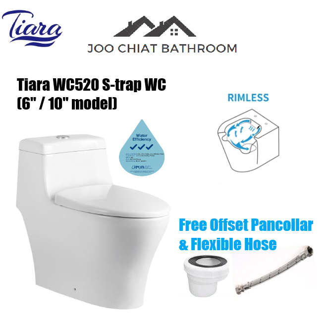 Tiara WC520 Rimless flushing Toilet bowl WC-520 | Shopee Singapore