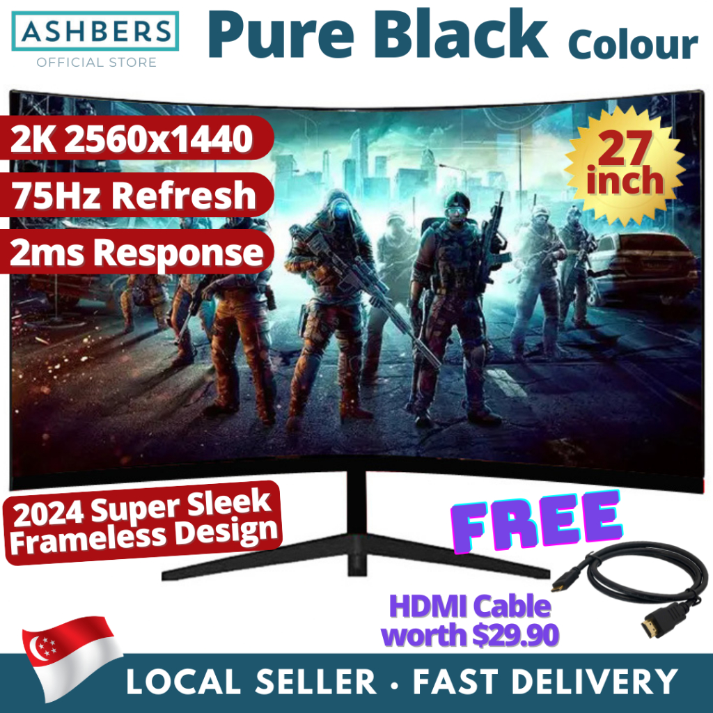 PROMO 27 inch Ultra-Thin Curved Gaming Display, LED Computer Monitor ...