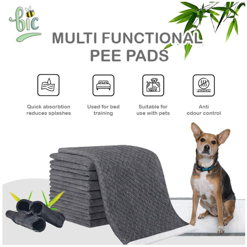 BIC BUNDLE OF 6 CHARCOAL Pet Training Pads Disposable Pee Pad Diaper ...