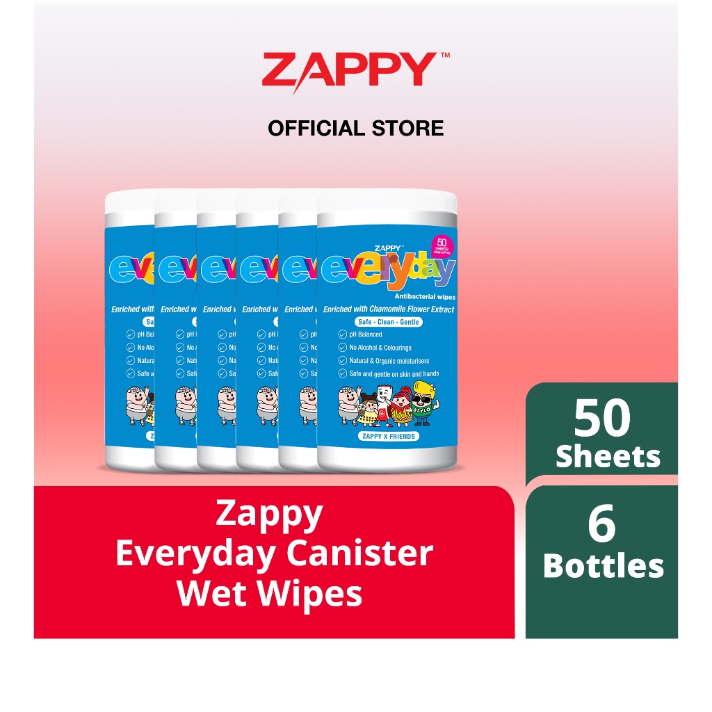 Zappy Everyday Canister Wipes 50 Sheets x 6 canister | Shopee Singapore