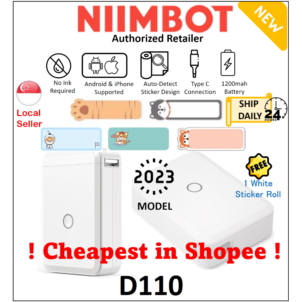 Niimbot D110 Label Printer Portable Thermal Label Maker | Shopee Singapore
