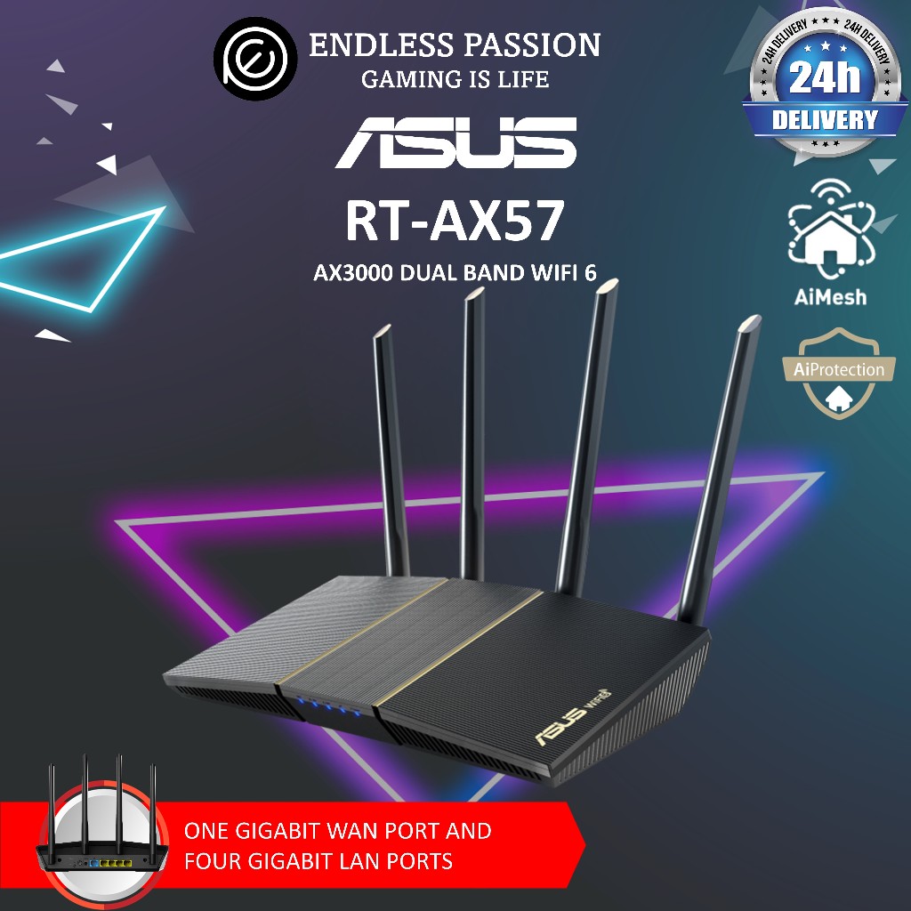 Asus RT-AX57 (AX3000) Dual Band WiFi 6 Extendable Router | Shopee Singapore